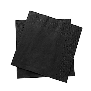 Perfectware 2ply Black Beverage Napkins. 300 Count 2Ply Cocktail Black Napkins. 10 x 10 Black Beverage Napkin.
