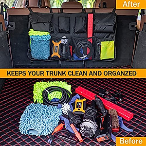JUSTTOP Car Organizer Backseat Car Storage for SUV Trunk, Car Trunk Tidy Storage Bag with Lids