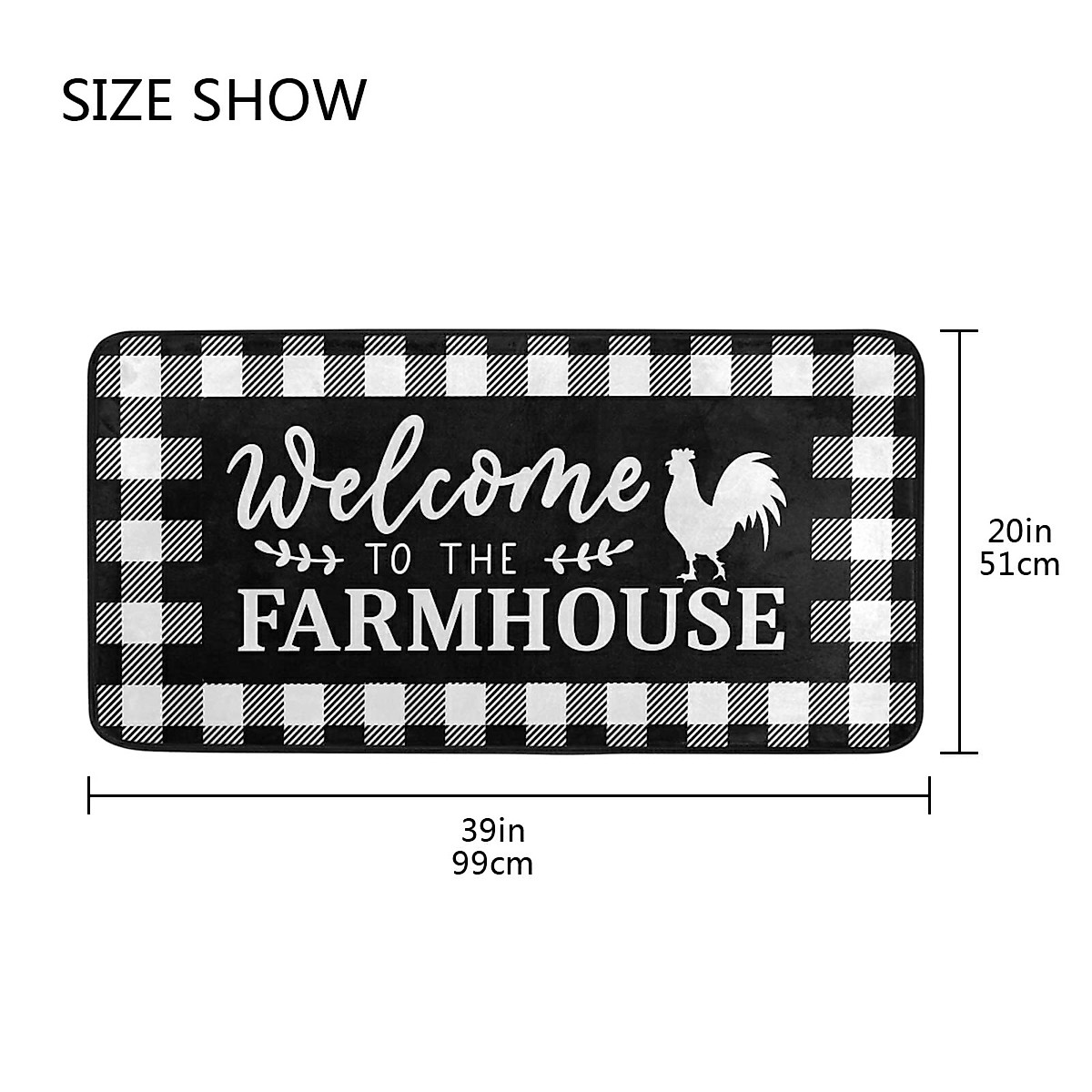 innewgogo Buffalo Plaid Farmhouse Kitchen Rug Floor Mat 39 Inch x 20Inch, Anti Fatigue Kitchen Mats for Home Decor Comfort Standing Mats Waterproof Kitchen Carpet