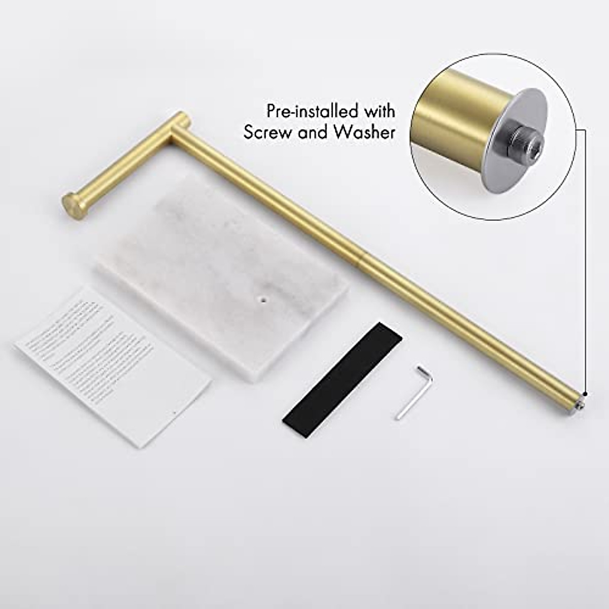 KES Towel Rack Countertop & Toilet Paper Holder Stand, SUS 304 Stainless Steel Brushed Brass, BTH220L19W12-BZ+BPH285S1-BZ
