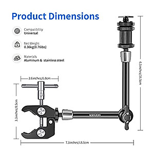 NEEWER Upgraded Super Clamp and 11" Adjustable Friction Power Articulating Magic Arm Compatible with SmallRig Camera Cage/Rig, Further Expansion for Monitor/LED Light/Webcam, Max Load 4.4lb/2kg, ST20