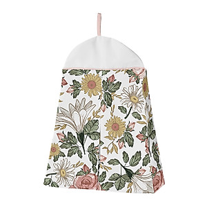 Sweet Jojo Designs Vintage Floral Boho Baby Girl Nursery Crib Bedding Set - 4 Pieces - Blush Pink, Yellow, Green and White Shabby Chic Rose Flower Farmhouse