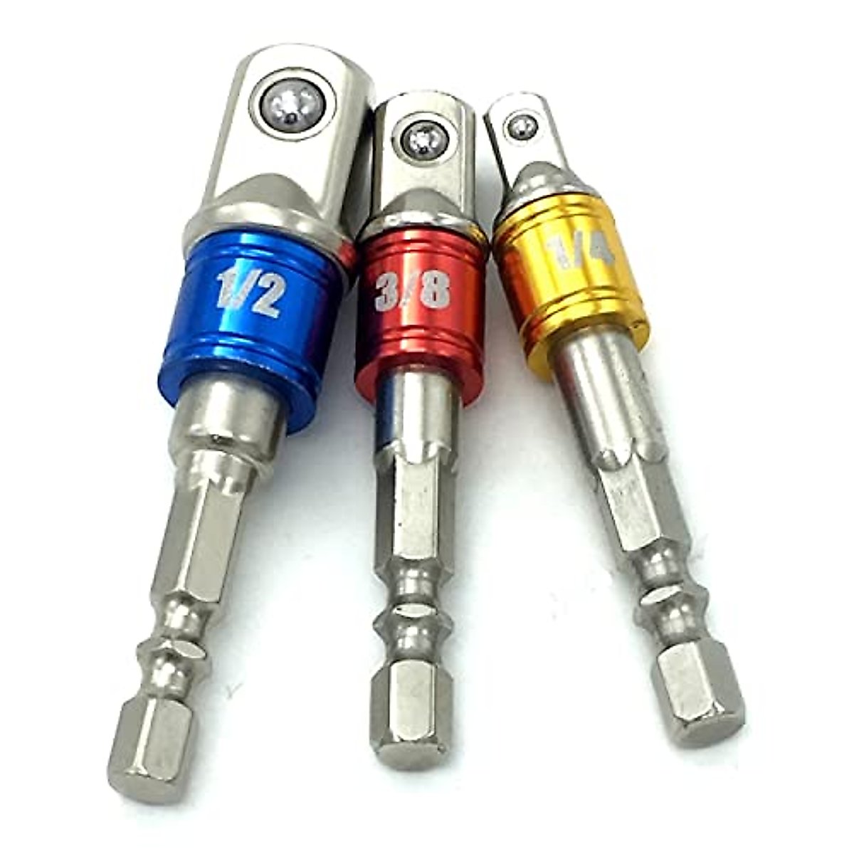 PANOVO (3Pcs) Power Hand Tools Sockets Adapter sets, Hex Square Nuts Driver Drill Impact Socket Extension Bit Adapter Socket Wrench Adapter Set 1/4" 3/8" 1/2" drive.