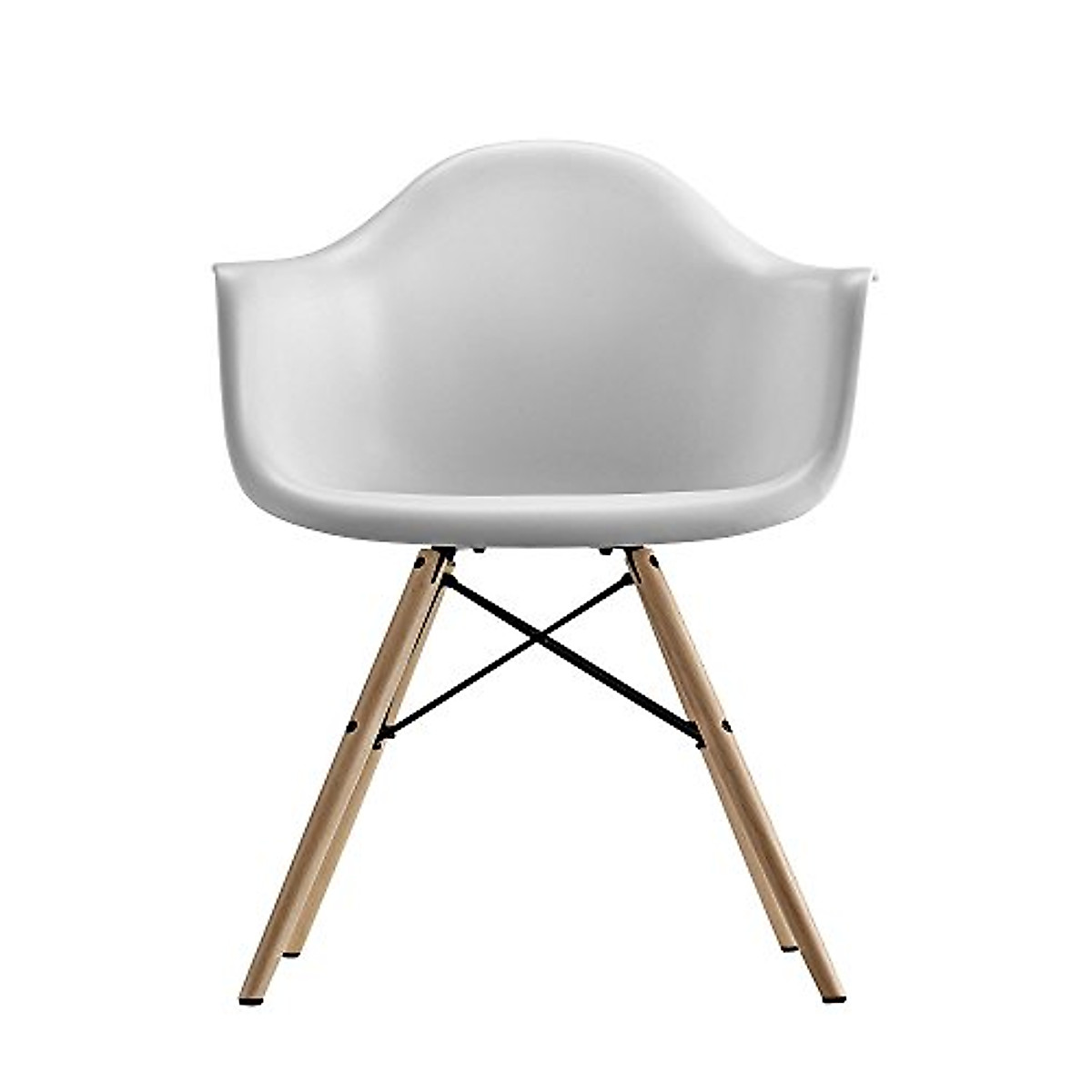 DHP Mid Century Modern Chair with Wood Legs, White