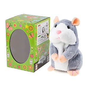 Talking Hamster Plush Toy Repeat What You Say, Talking Stuffed Animal Talk Back Hamster Toy for Kids, Talking Repeating Record Interactive Hamster Toy for Birthday Funny Gift Kids Early Learning