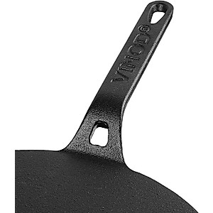 Vinod Legacy Pre-Seasoned Cast Iron Pan, Dosa Pan, Flat Skillet Pan/Tawa, Crepe, Chapati, Roti, Dosa Tawa Tava with Safety Sleeve for Stay-Cool Handle - 30cm, Black (LEGACY-TAWA-30)