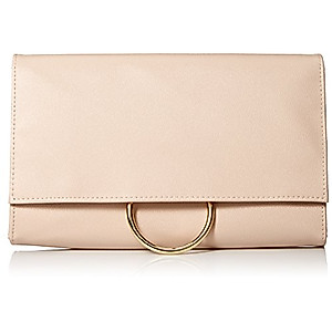 Jessica McClintock womens Nora Solid Large Envelope Clutch with Ring Closure, Nude, One Size US