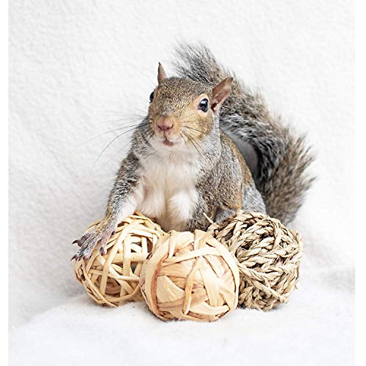 Grass Ball Trio - All Natural Woven Grass Play Ball & Safe Chew Toy - Rabbit, Guinea Pig, Chinchilla, Prairie Dog, Degu, Rat, Hedgehog, Hamster, Rat, Ferret, Squirrel, Bird, Sugar Glider & Small Pets
