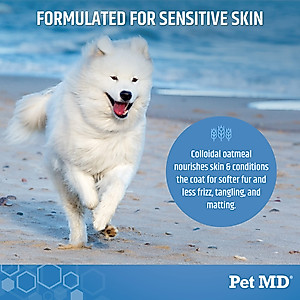 Pet MD Bright Whitening Shampoo for Dogs & Cats - Tearless Protein Enriched Shampoo w/Oatmeal for Brightening White & Light Colored Coats - Cleans, Adds Luster, & Controls Matting & Tangling - 12 oz