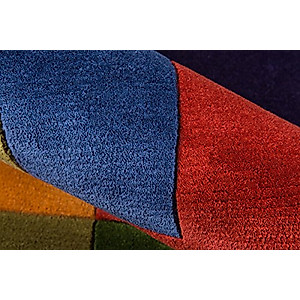 Momeni Rugs New Wave Collection, 100% Wool Hand Carved & Tufted Contemporary Area Rug, 3'6" x 5'6", Multicolor