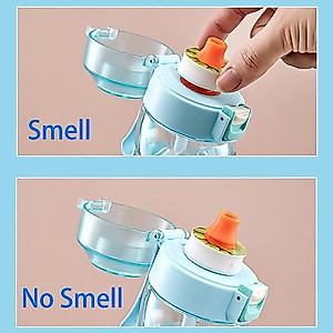 pophorn Scented Water Bottle — 650mL Flavouring Water Bottle With 6 Scented Pods, Leakproof Flip Lid Cap, Carry Strap, BPA Free Tritan, Suitable for Outdoor Sports, Fitness (Black)