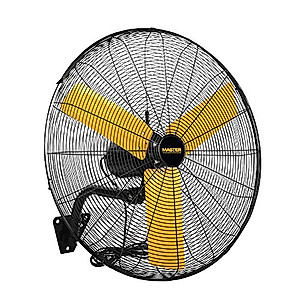 Master 24 Inch Industrial High Velocity Wall Mount Fan - Direct Drive, All-Metal Construction with Steel-Coated Safety Grill, 3 Speed Settings (MAC-24W)