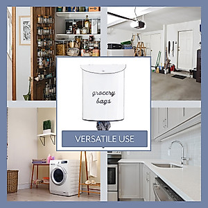 AuldHome Rustic Grocery Bag Holder; Wall-Mounted Vintage Enamelware Farmhouse Style Plastic Bag Dispenser for Kitchen or Laundry Room