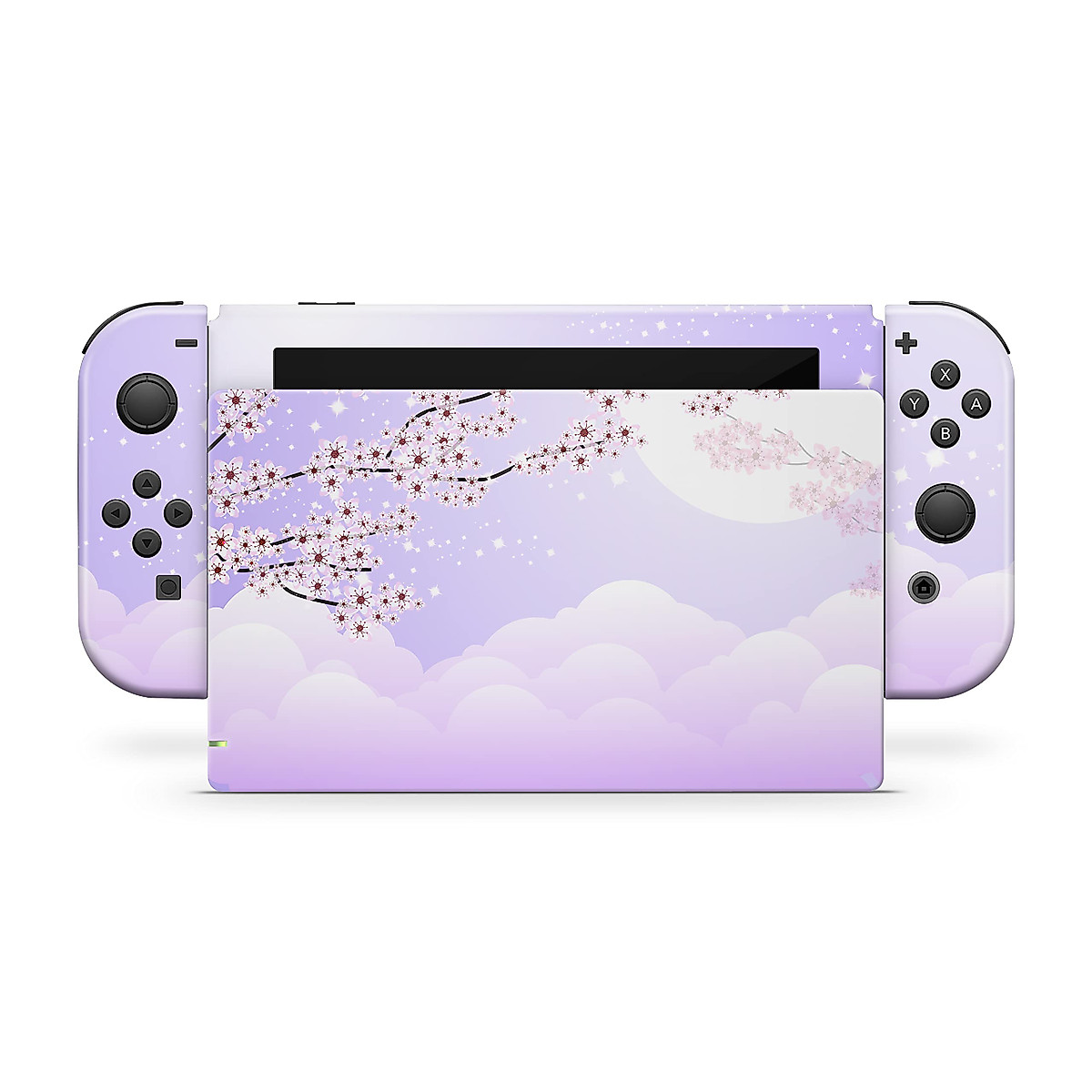 TACKY DESIGN Japanese Cherry Blossom Skin Compatible with Nintendo Switch Skin, Beige Color Skin Compatible with Nintendo Switch Skin, Vinyl 3m Sticker, Full wrap Cover (Lavender)