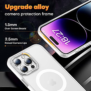 KISEN for iPhone 14 Pro Max Case Magnetic Compatible with MagSafe Slim Translucent Matte Phone Case Cover 6.7 inch, Frosted White