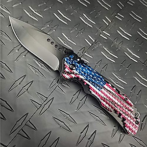 P.S. 8 1/4" Overall ABS Hex Pattern Drop Point EDC Pocket Knife w/Belt Clip