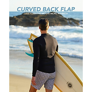 Surf Squared Mens Wetsuit Top Jacket 2mm or 3mm - Neoprene Long Sleeve for Warmth & Comfort- Surfing, Snorkeling, All Watersports - w/Extended Back Flap - 2X-Large - 3 MM