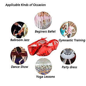 MSMAX Ballet Shoes for Girls Toddler Boys Split Sole Dance Slipper Red Costume Shoes 2 M US Little Kid