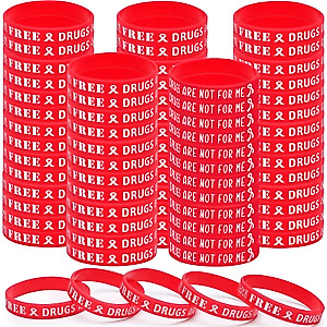 Jenaai Red Ribbon Awareness Silicone Bracelets Drug Free Silicone Rubber Wristbands Red Ribbon Week Soft Red Wristbands for Red Ribbon Week School Events Charity Campaigns Gifts Supplies (400 Pcs)