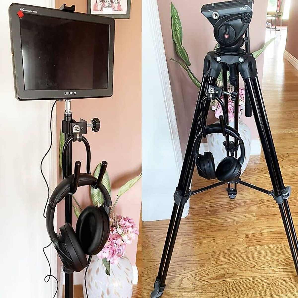 Headphone Hanger Stand Mount, Clamp-On Universal Accessory Holder, for Studio Microphone/Musical Stand for Headset, Cords, Tambourines, Cowbell, etc - No Instrument