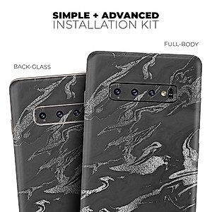 DesignSkinz Black & Silver Marble Swirl V3 Protective Vinyl Decal Wrap Skin Cover Compatible with The Samsung Galaxy S20 (Screen Trim & Back Glass Skin)