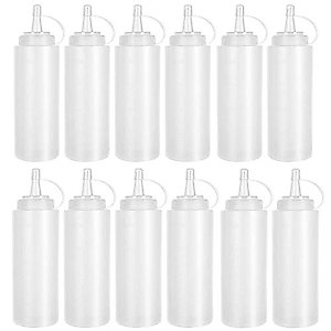 Anyumocz 12 Pack 8 oz Plastic Squeeze Bottles Multipurpose Squirt Bottles for Ketchup,Condiments,BBQ Sauce,Dressing,Barbecue,Grilling,Crafts,Syrup and More
