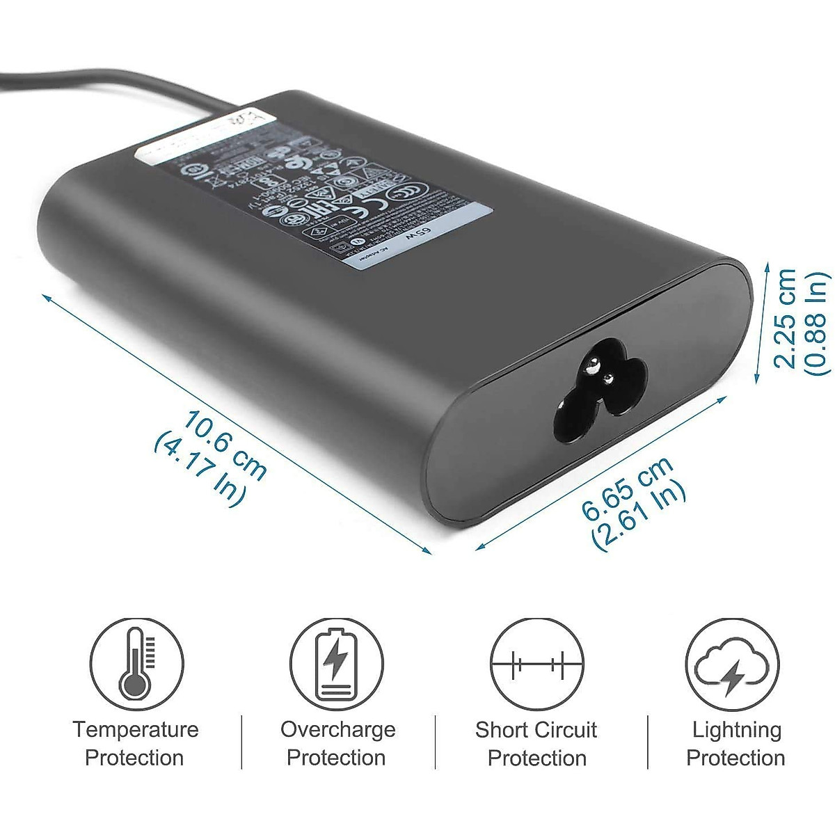 65W 20V 3.25A USB Type C AC Adapter Compatible for Dell LA65NM170 HA65NM170 02YK0F 0M1WCF for Latitude 13 7370 Latitude 12 7275 Latitude 3400 3500 5290, XPS 12 9250