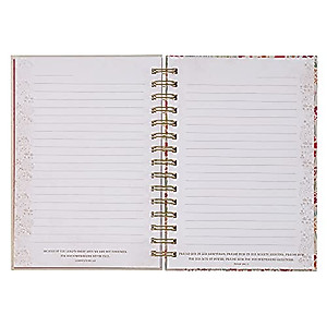 Christian Art Gifts Journal w/Scripture Amazing Grace Pink Red Floral 192 Ruled Pages, Large Hardcover Notebook, Wire Bound
