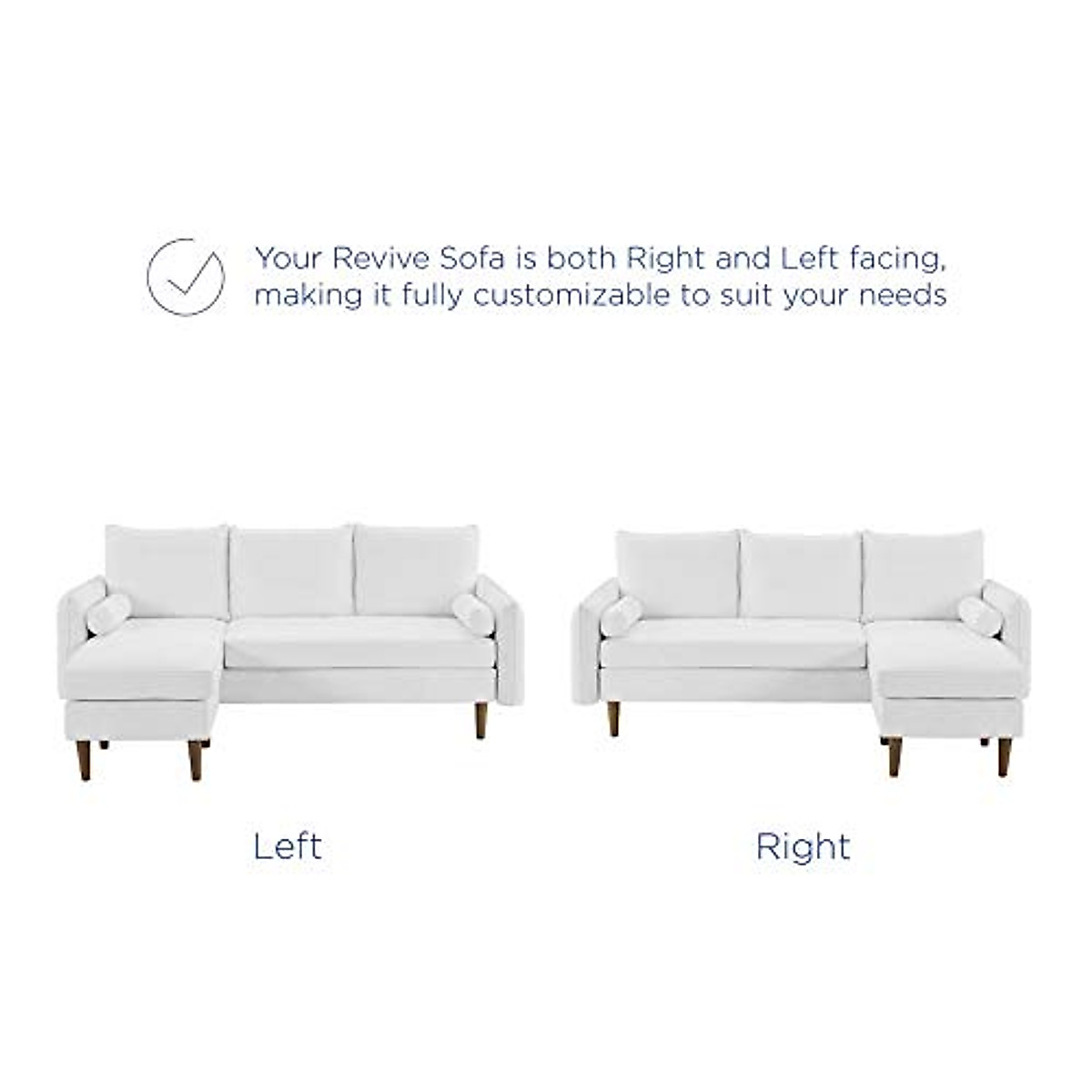 Modway Revive Modern Upholstered Fabric Right or Left Sectional Sofa Couch, White