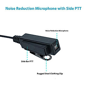 Klykon 2 Wire Covert Acoustic Tube Earpiece Headset PTT MIC for 1 PIN 2.5MM Motorola Talkabout Walkie Talkie 2 Way Radio MD200TPR MH230R MR350R MS350R MT350R MG160A MH230TPR