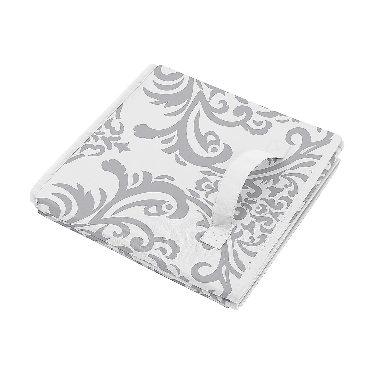 Sweet Jojo Designs Grey Damask Girl Small Fabric Toy Bin Storage Box Chest For Baby Nursery or Kids Room - Gray and White for Pink and Turquoise Skylar Collection