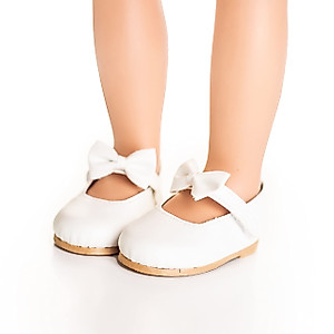 The Queen's Treasures 18 Inch Doll Clothing Shoes, White Dress Shoes with Bow Detail & Authentic Shoe Box, Compatible for Use with American Girl Dolls and Clothes