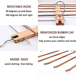 XUANSHUO Space Saving Hangers Metal Magic Hangers Closet Wardrobe Clothing Hanger Organizer，Updated Hook Design (Wooden Pant Hanger)