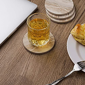 Adorever 6 Pcs Coasters for Drinks with Holder, Absorbent Drink Coaster Marble Style Ceramic Cup Coasters for Coffee Table Tabletop Protection, Coaster Set Housewarming Gift New Home Kitchen Decor