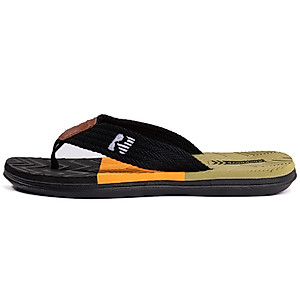 RockDove Men's Pierside Color-Blocking Flip-Flop, Size 8 US Men, Orange/Black