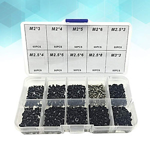 500PCS for Laptop Screws Set Replacement Mini Cross Carbon Steel Screws Set Repairing Accessory (Black) - (Size: 13X6.5X2.3CM/ Black) SCRW-128453