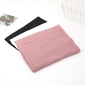 EVQ Soft Cotton Hemp Scarf Wrap Long Hijab Scarves for Women (3pcs Black+White+Skin Pink(70.9"x35.5"))…