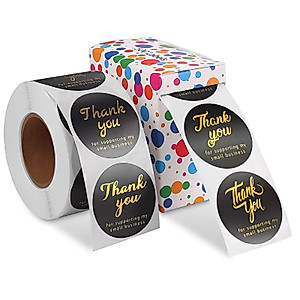 500PCS Thank You Stickers Small Business, 1.5 Inch Thank You Stickers, 1 Round Gold Foil Stickers for Cookies Box, Gift Bags,Greeting Cards,Envelope Seals, Boutique Supplies