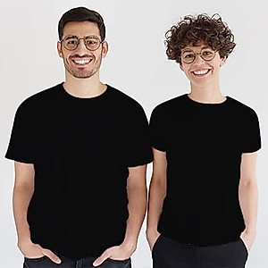 BANNER BUZZ MAKE IT VISIBLE BannerBuzz, Plain Crew Neck T-Shirt Short Sleeve, Cotton Fabric, Unisex, Fabric Warranty for up to 25 Washes (XX Large, Black)