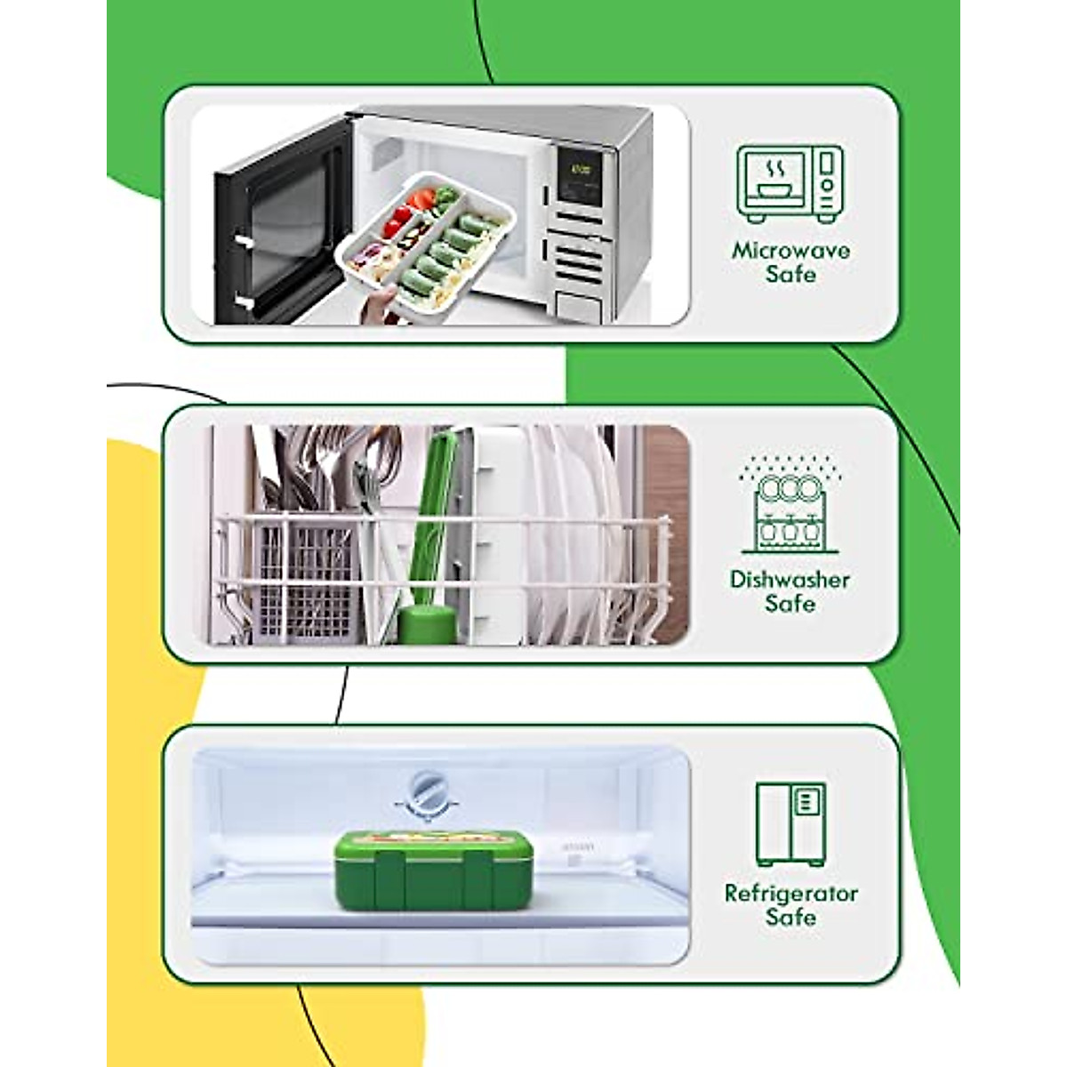 Lehoo Castle Bento Lunch Box for Kids, 1250mL Lunch Box for Boys with 5 Compartments, Kids Lunch Container with Utensil - Included Spoon, Fork, Sauce Jar, Microwave and Dishwasher Safe