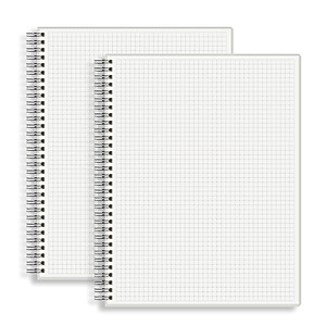 HULYTRAAT Large Graph Ruled Wirebound Spiral Notebook, 8.5 x 11 Inches, 5 X 5 Graph Ruled (5 sq/in) Paper Pad, Premium 100gsm Ivory White Paper, 128 Squared/Grid Pages per Notebook (Pack of 2)