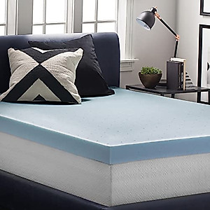 LUCID 4 Inch Gel Memory Foam Mattress Topper-Ventilated Design-Ultra Plush-Full, Blue