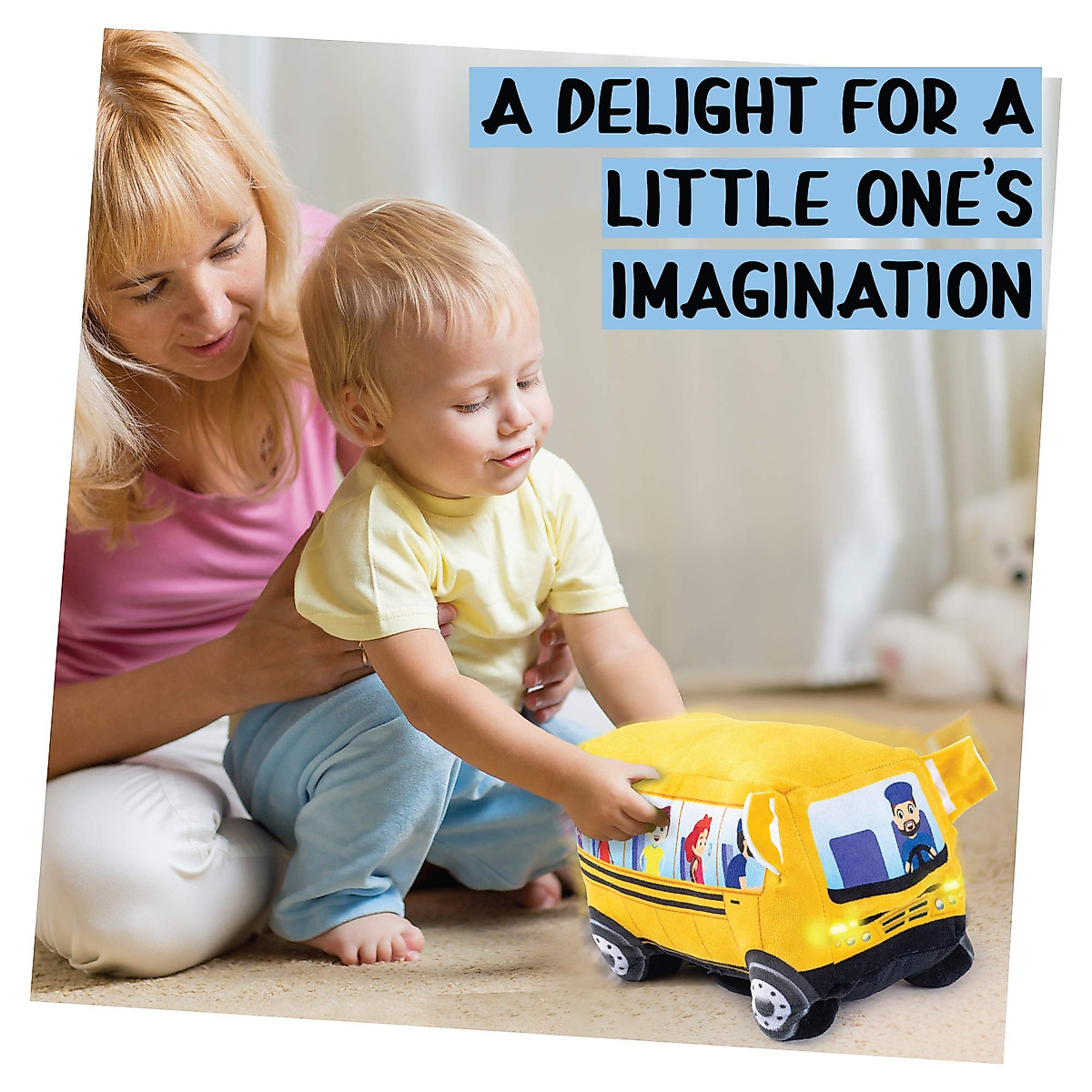 Wheels On The Bus Plush | Stuffed School Bus | Wheelie School | Animated Singing School Bus | Plush Bus | Stuffed School Bus Toy | School Bus Stuffed Toy | Mouth Moves and Sings Wheels on The Bus