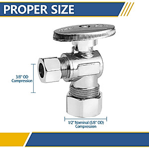 GUOFIS 5 Pack Angle Stop Valve,1/4 Turn Water Shut Off Valves,1/2" Nominal (5/8" OD) Compression Inlet x 3/8" OD Compression Outlet Shut-off Valve for Bathroom Toilet Kitchen Shower Plumbing