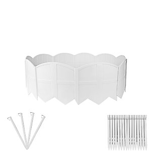 30Pack Garden Edging Border Landscape Edging Lawn Garden Fence Edgings Decorative Landscape Border with 30 Pcs Stakes for Lawn Garden Flower Bed Yard (White)