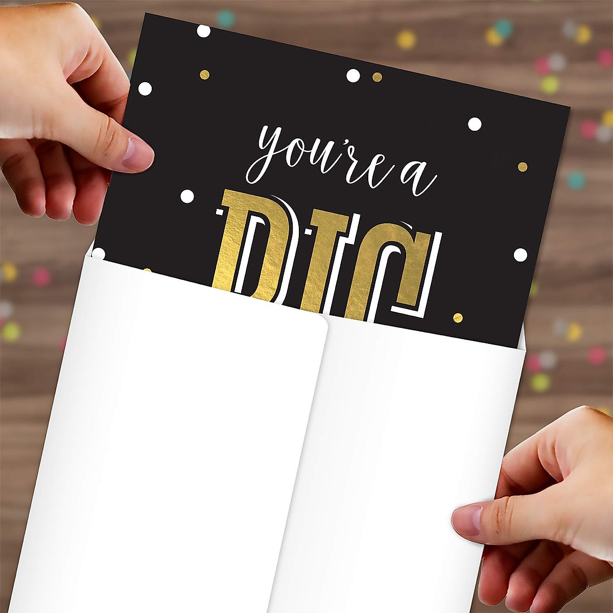 You're A Big Deal Greeting Card / 8.5" x 11" Large Funny Congrats Greeting Card/Jumbo Black Faux Gold Humor Congratulations Graduation Retirement Anniversary Good Luck Card