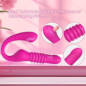 Thrusting Strapless Strap On G Spot Dildo Vibrator, 4 in 1 Rotating Tapping Vibrating Double Ended Dildo Lesbian Pegging Women Couples Adult Sex Toys, Silicone Anal Dildos Vibrators, Female Sex Toy