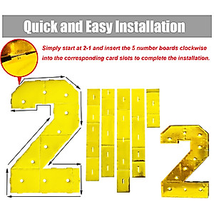 LANGXUN 40inch Gold Large Led Light Up Numbers for 1st 21st Birthday Decor, With Hot Glue Gun and Bracket, Marquee light up Numbers Party Wedding Decor Graduation Baby Shower Photo Background Decoration (Number 2)