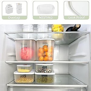 Glidea 6-piece food storage container with lid, stackable square storage set, BPA free, suitable for microwave and dishwasher plastic leak proof kitchen storage freezer, Clear