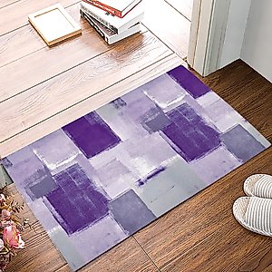 Elegant Gradient Purple Indoor Doormat Bath Rugs Non Slip, Washable Cover Floor Rug Absorbent Carpets Floor Mat Home Decor for Kitchen Bedroom Farmhouse Abstract Oil Paint Modern Art (16x24)